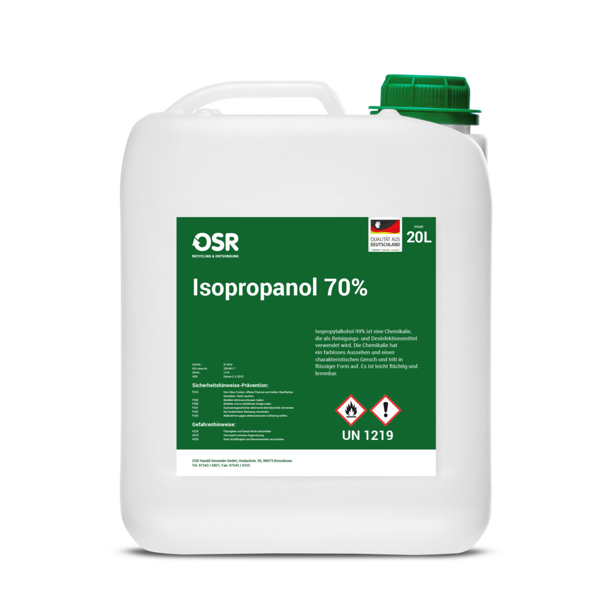 Isopropanol 70% – 20 Liter » loesungsmittel.shop